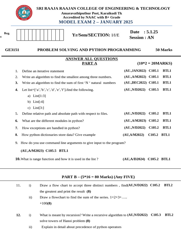 model2-PYTHON-1 | PDF | Python (Programming Language) | Mathematical Logic