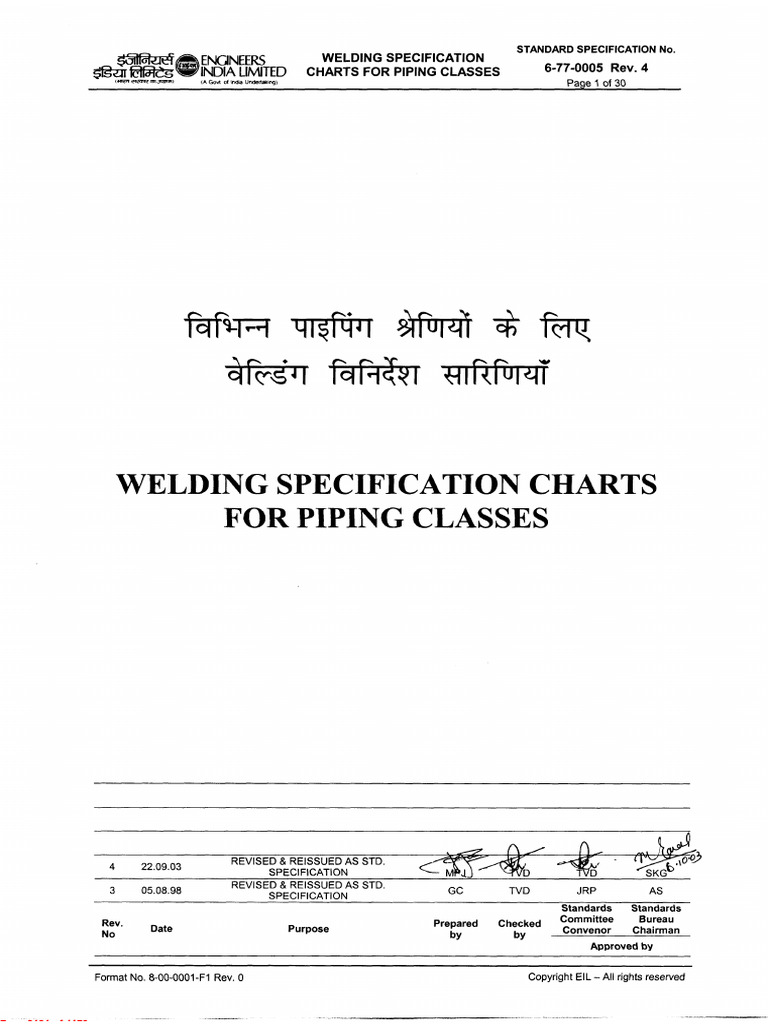 6-77-0005 Rev-4 Welding Spec Charts For Piping Classes | PDF