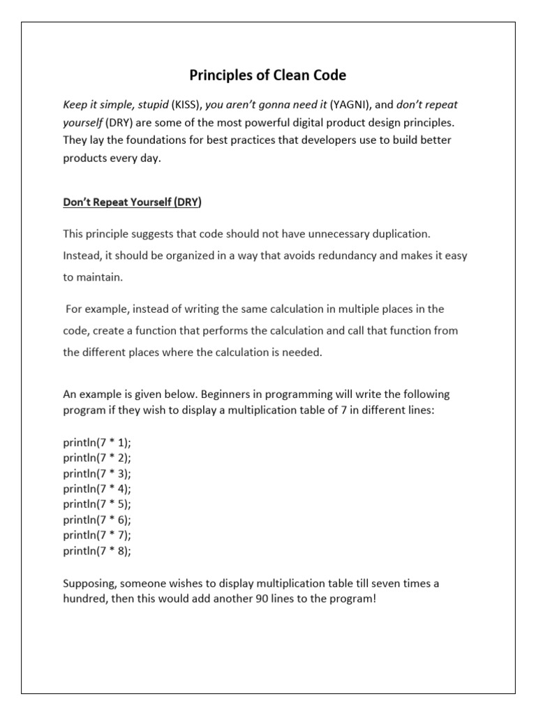 Principle of Clean Code | PDF | Computer Programming | Software Engineering