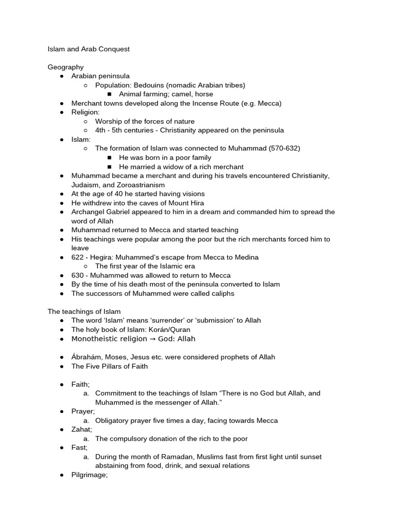 Islam and Arab Conquest | PDF | Muhammad | Mecca