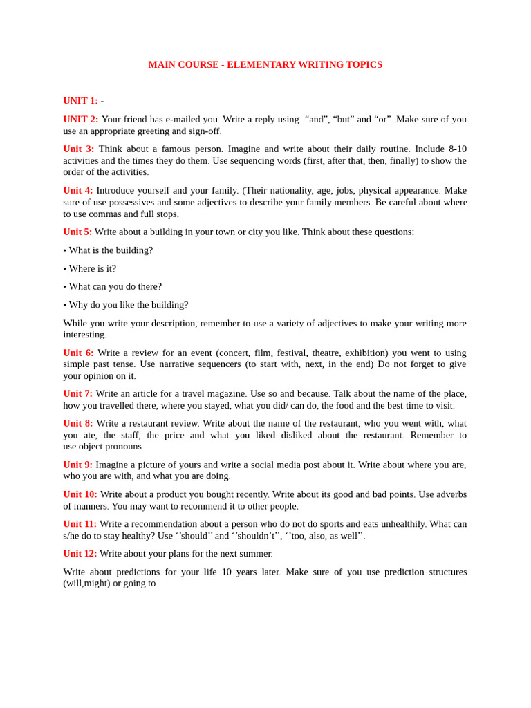 Elementary Writing Course Topics | PDF | Linguistics | Syntax