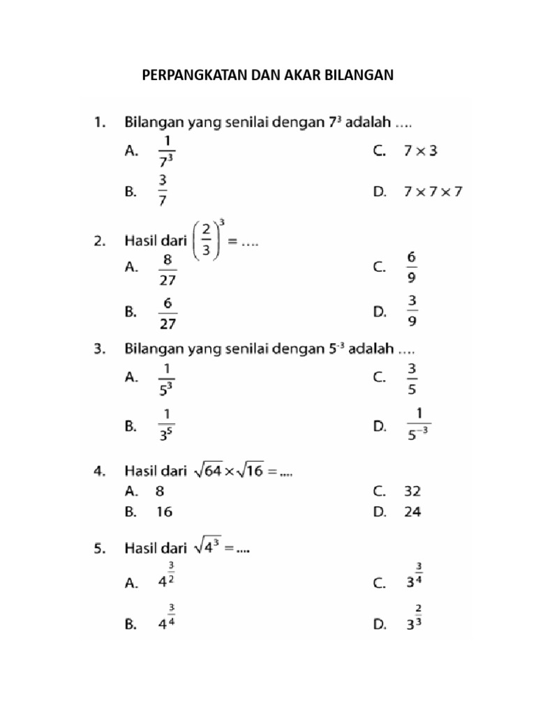 Perpangkatan Dan Akar Bilangan | PDF