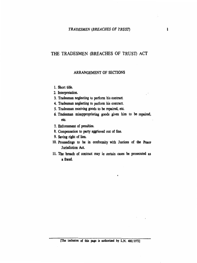 Tradesmen Breaches of Trust Act Overview | PDF | Fine (Penalty ...