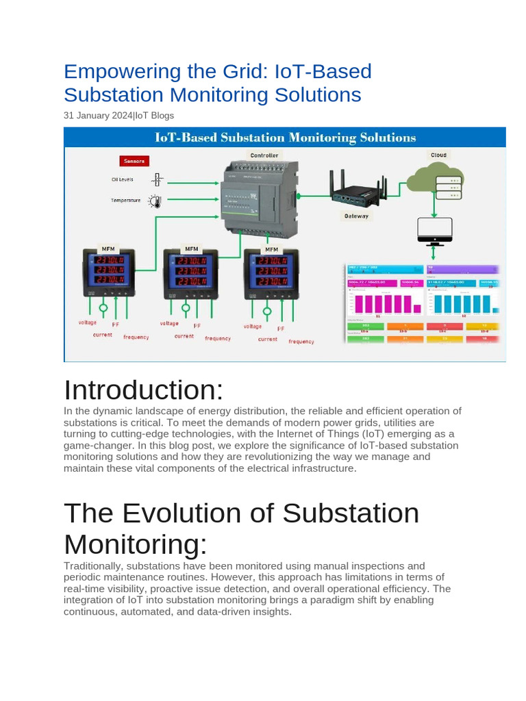 IoT-Based Substation Monitoring Solutions | PDF | Internet Of Things | Cloud Computing