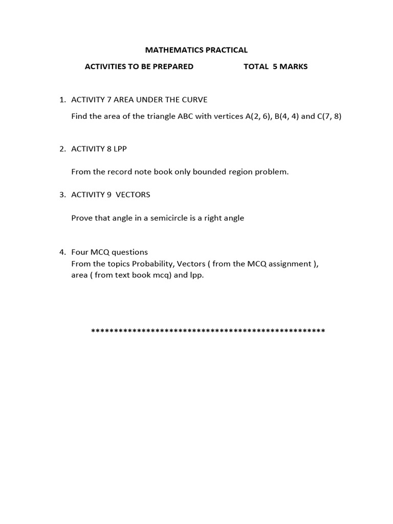 Maths Practical | PDF