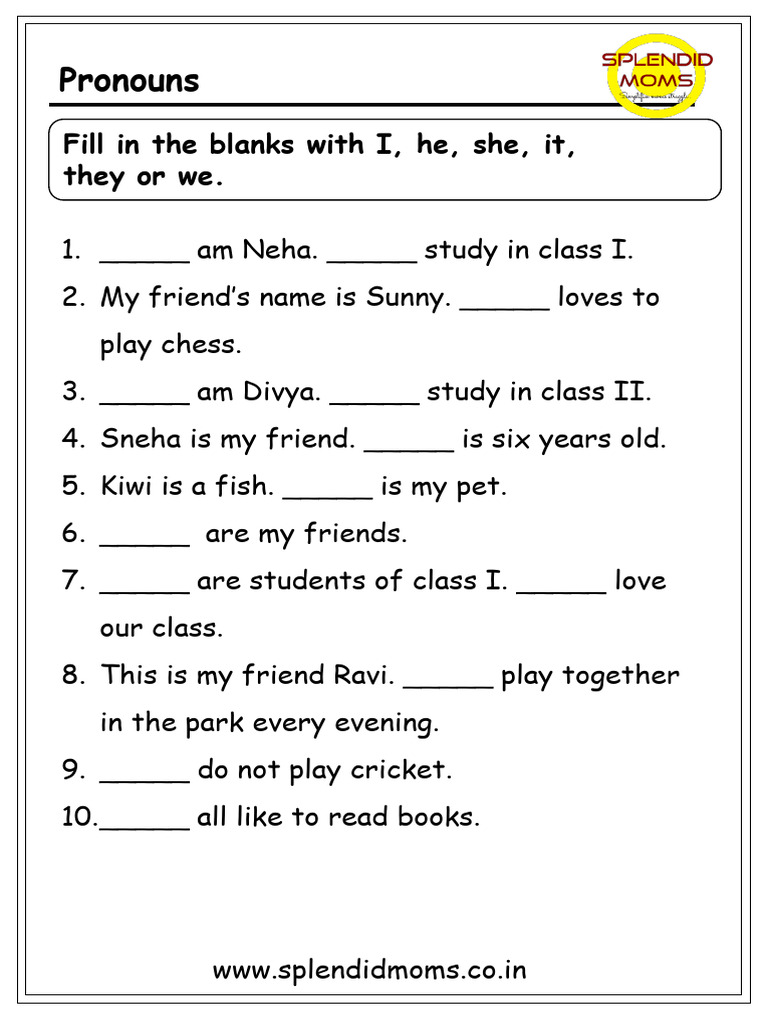 Pronoun Fill-in-the-Blank Exercise | PDF