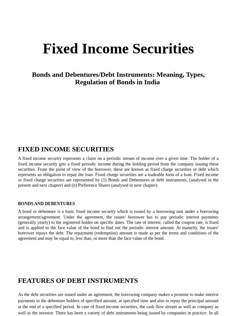 L-1 - Introduction Fixed Income Securities | PDF | Bonds (Finance ...