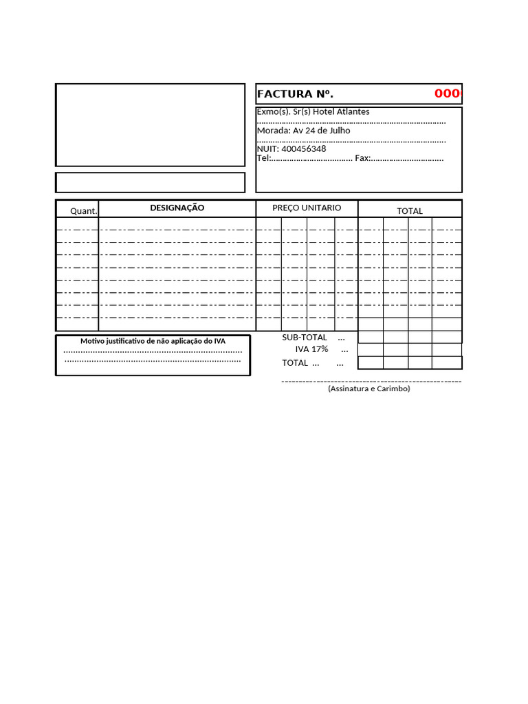 Modelo de Factura para Hotel | PDF