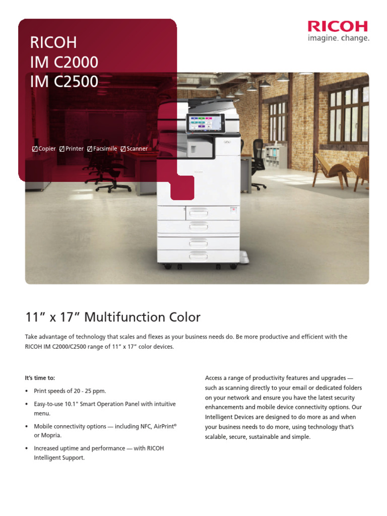 Ricoh IM C2500 Brochure | PDF | Printer (Computing) | Paper