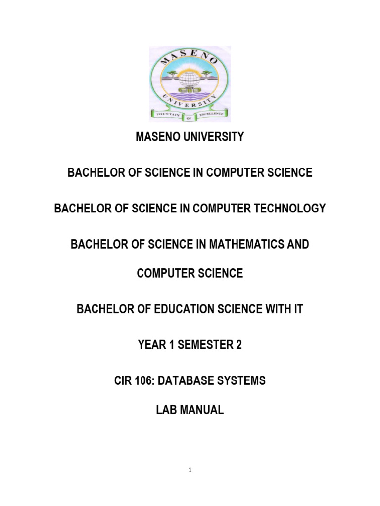 Cir 106 Lab Manual Update 2 Pdf Databases My Sql