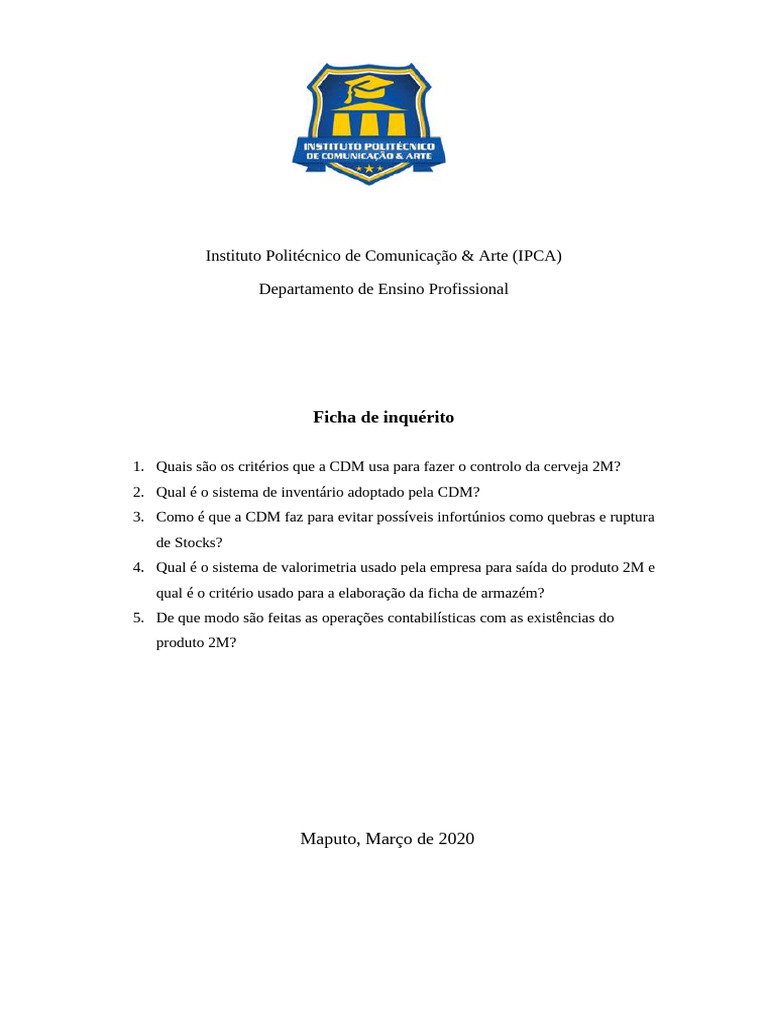 Ficha de Inquerito | PDF