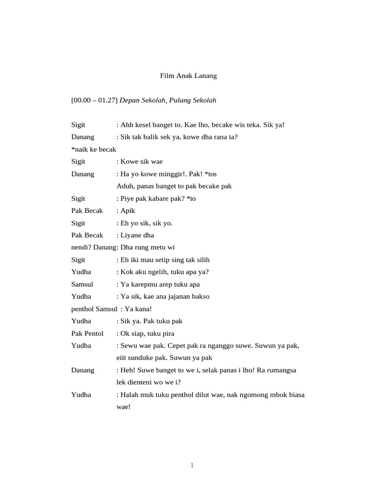 Dialog Film Anak Lanang | PDF