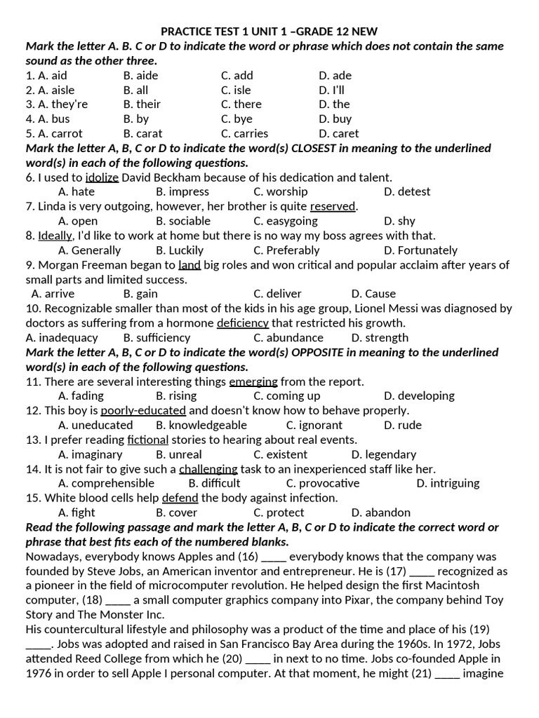 practice-test-unit-1 | PDF | O. Henry
