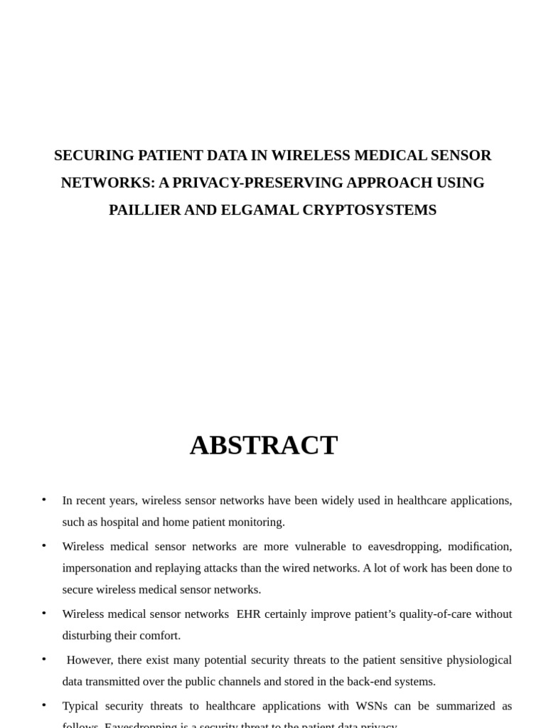 Basic Ppt_securing Patient Data in Wireless Medical Sensor Networks ...