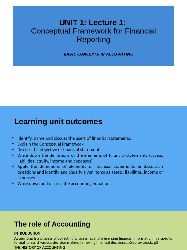 Lecture 1 Basic Concepts (Week 1) | PDF | International Financial Reporting Standards | Equity ...