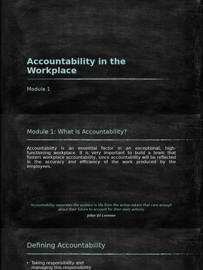 Accountability in The Workplace Mod1 | PDF