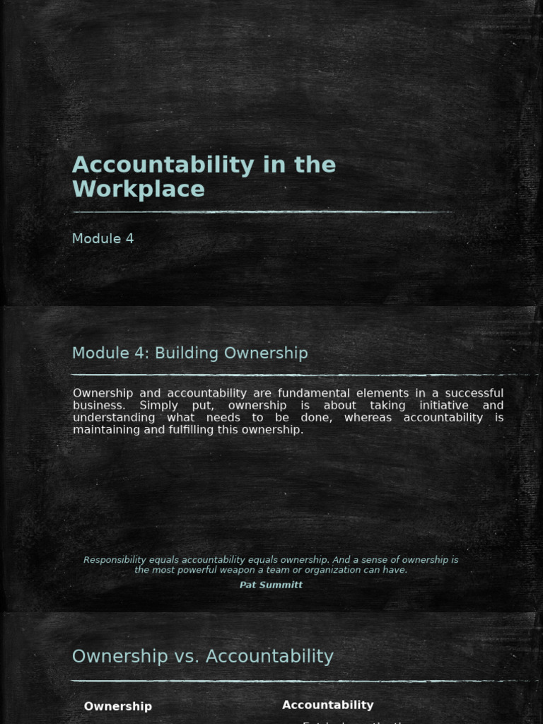 Accountability in the Workplace Mod4 | PDF