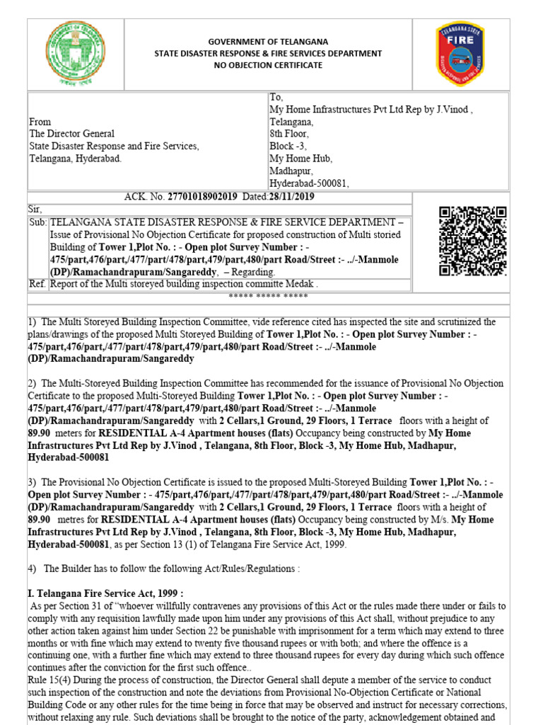 Provisional NOC for Multi-Storeyed Building | PDF | Electrical Wiring ...