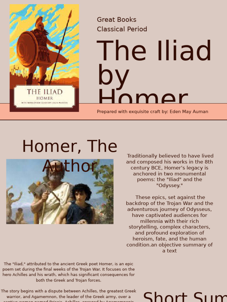 Literary Work The Iliad by Homer | PDF | Iliad | Hector