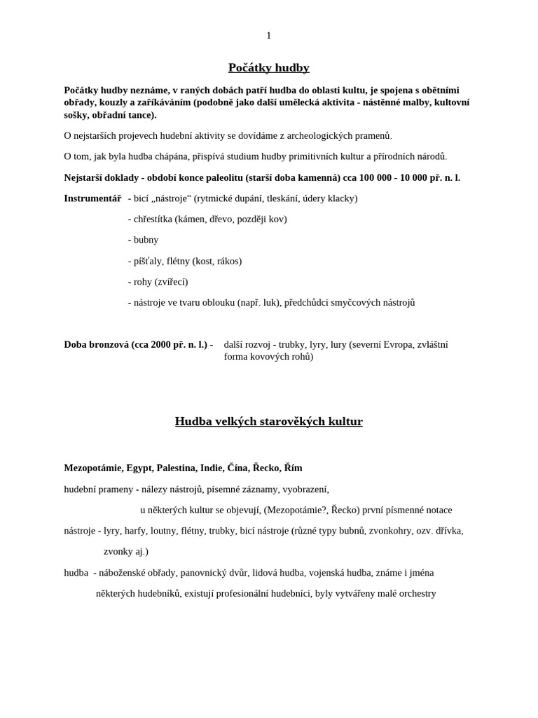 Počátky Hudby | PDF