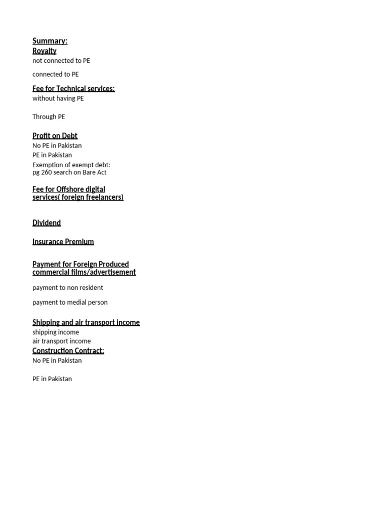 Summary - Non Resident | PDF