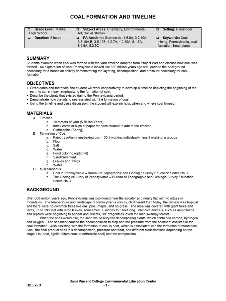 coal-formation-and-timeline | PDF | Coal | Peat