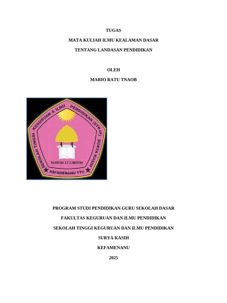 Tugas Mata Kuliah Kealaman Dasar Mario Ratu Tnaob | PDF