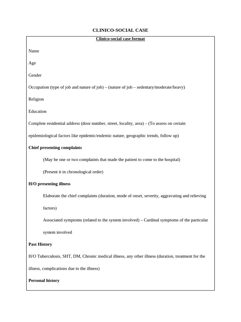 CLINICO Socio Case Format - DM, HTN | PDF | Waste Management | Medical Specialties