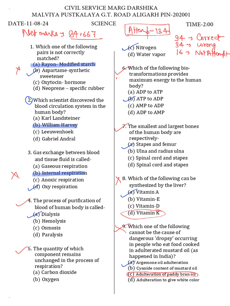Test Uppsc Science Eng11-08-24 - 240811 - 180654 1 | PDF | Acid ...