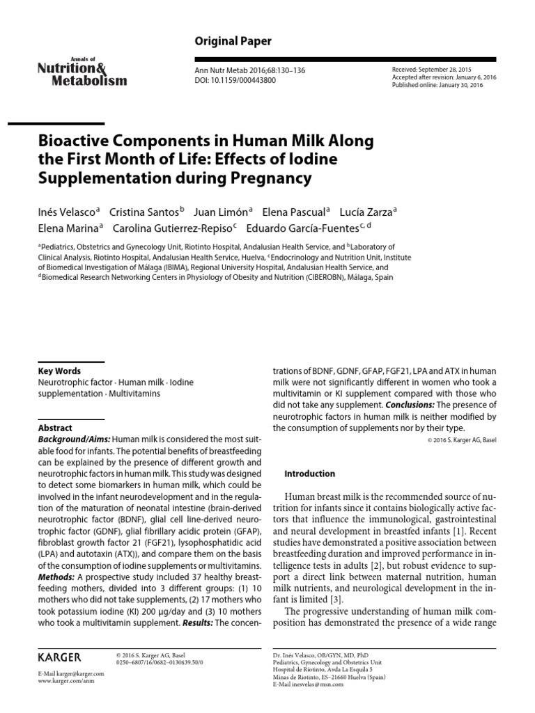 Human Milk Bioactives & Iodine Study | PDF | Breast Milk