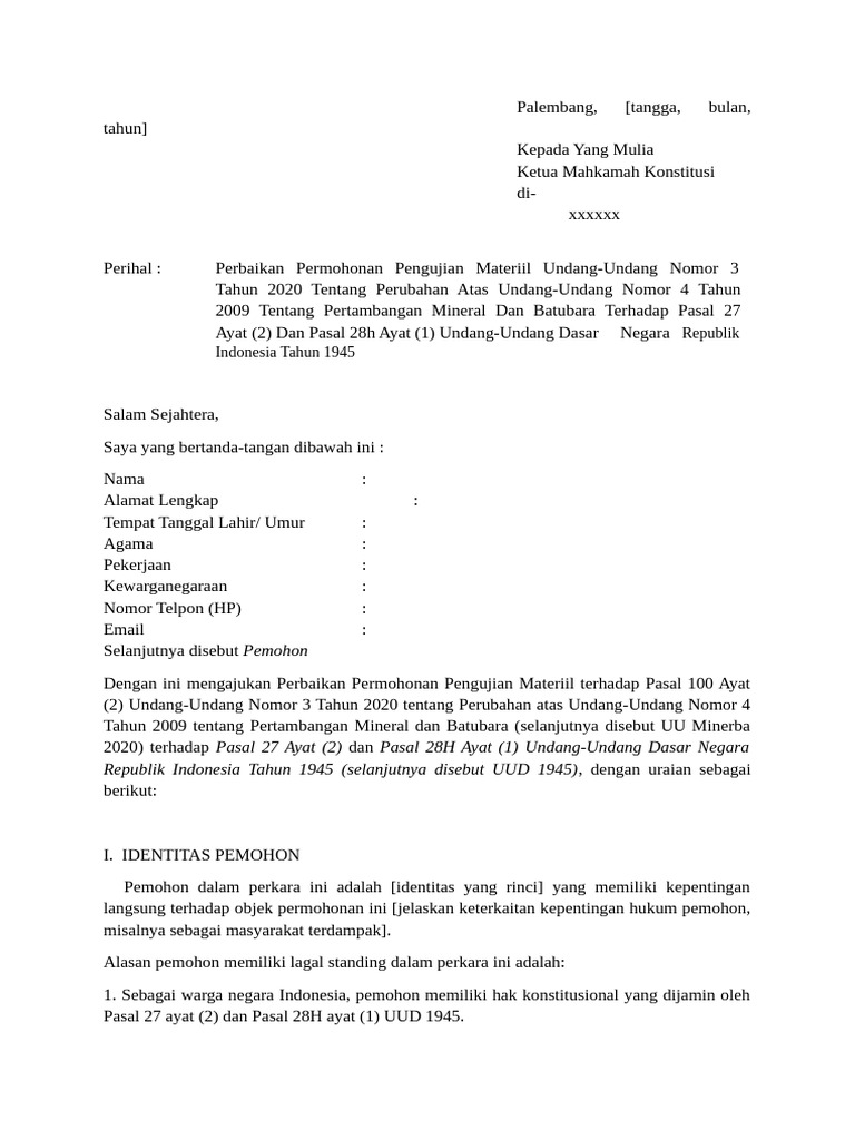 Surat Perbaikan Permohonan | PDF