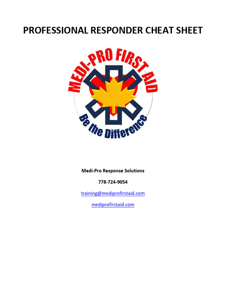 Professional Responder Cheat Sheet | PDF | Cardiopulmonary ...