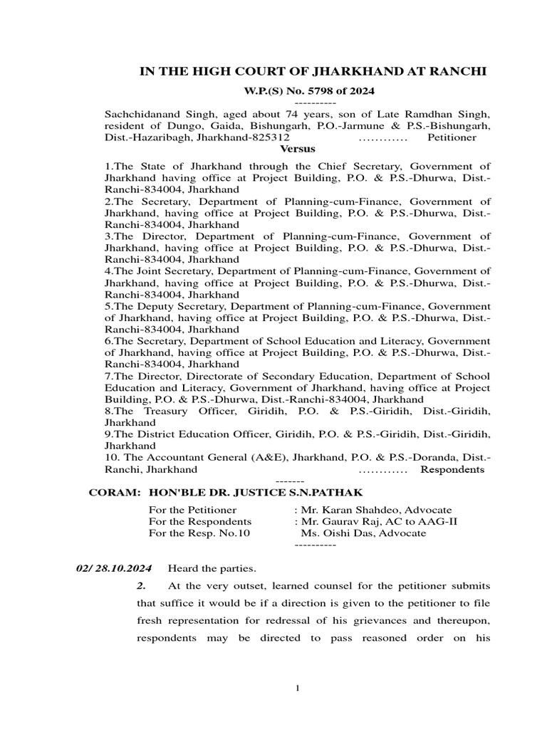 Sachchidanand Singh Court Order | PDF