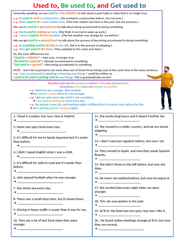 Used To Be Used o Get Used To | PDF | Grammar | Linguistics