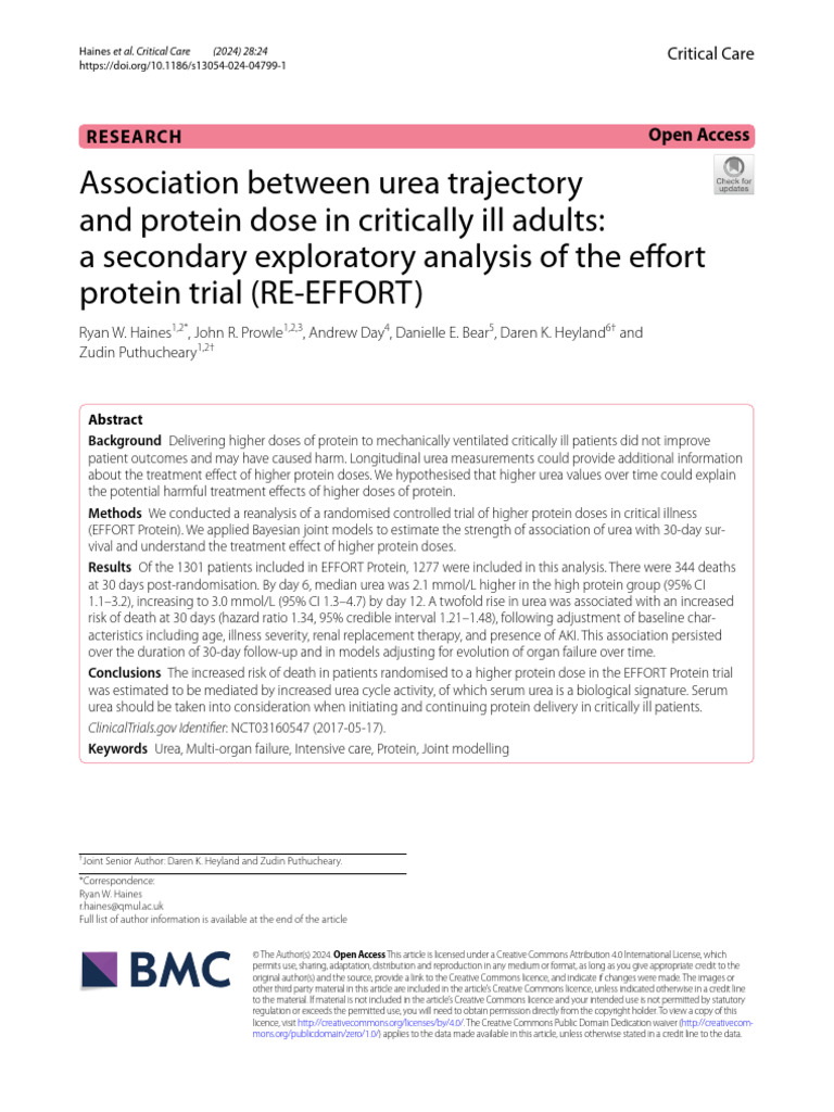 Urea Trajectory and Protein Dose Impact | PDF | Creatinine | Randomized ...