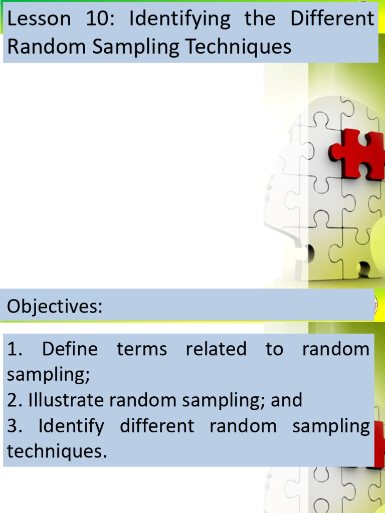 Quarter 3 Lesson 10 Identifying the Different Random Sampling ... Quarter 3 Lesson 10 Identifying the Different Random Sampling ...