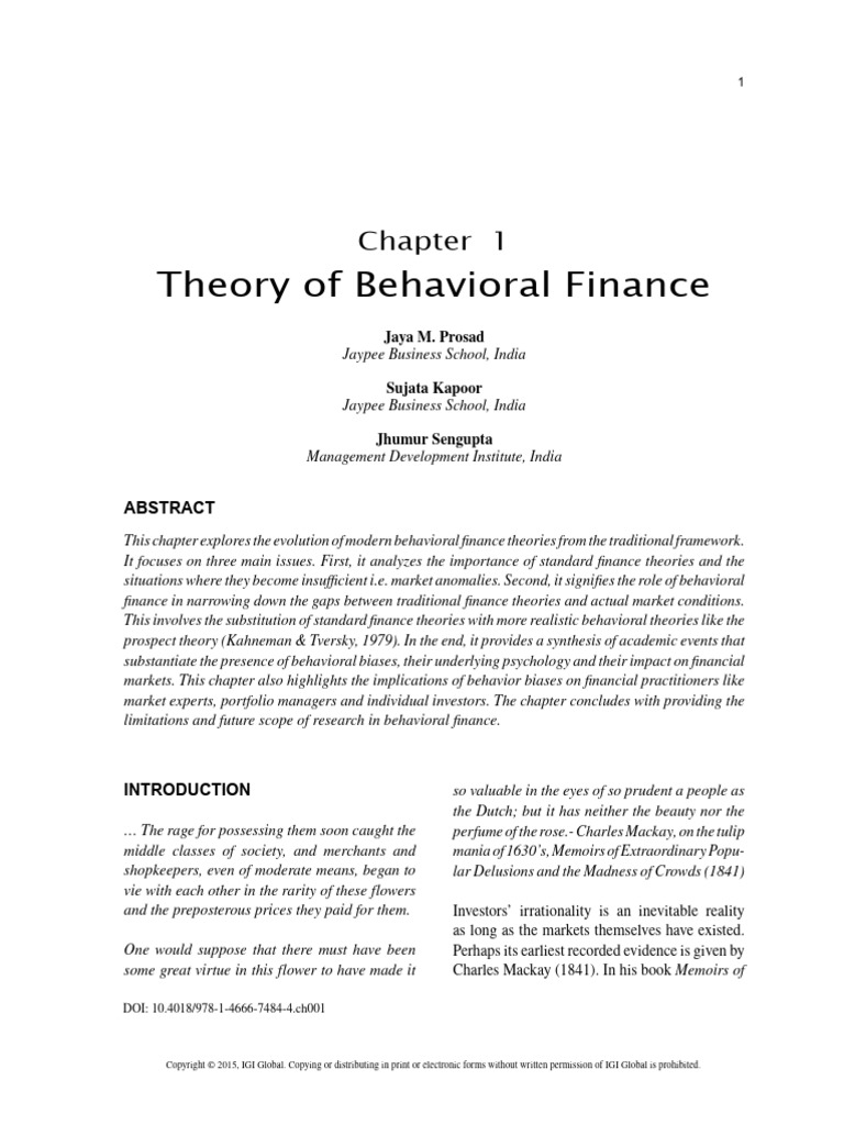 Chapter 1 Theory of Behavioral Finance | PDF | Behavioral Economics ...