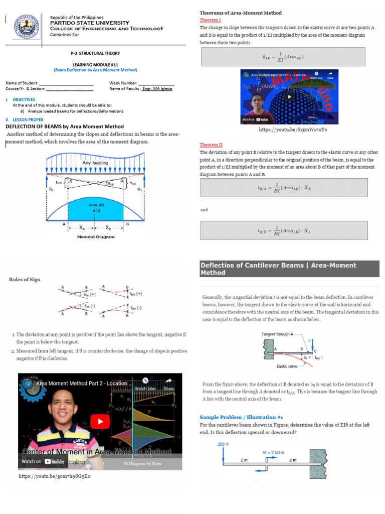 Beam Deflection: Area-Moment Method Guide | PDF | Beam (Structure ...
