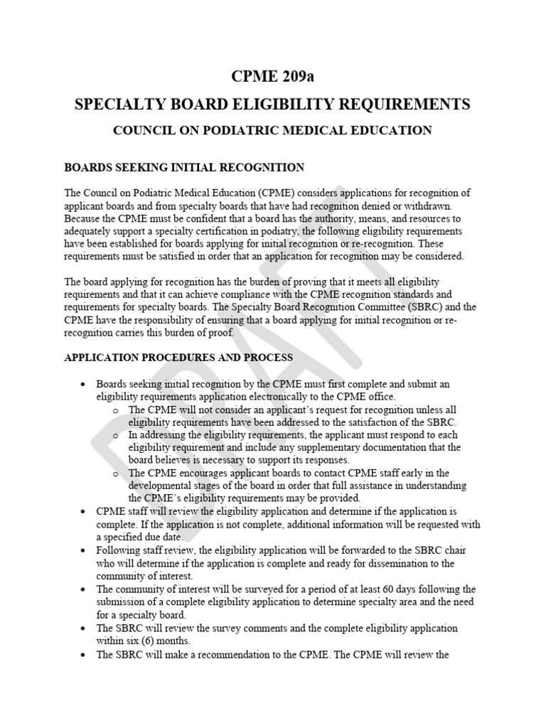 CPME 209a 209b SBRC Eligibility Req App and Initial Recognition App | PDF | Physician ...