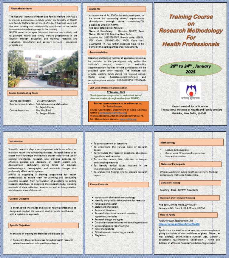 Brochure of Research Methodology Trg. Course 2025 | PDF | Scientific ...