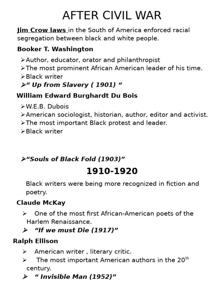 African American Literature Post-Civil War | PDF