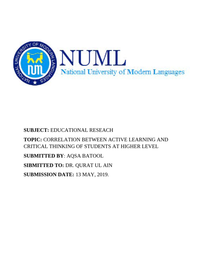 Aqsa Batool (Compele Article Copy) | PDF | Critical Thinking | Constructivism (Philosophy Of ...