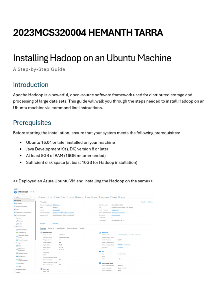 2023MCS320004 HEMANTH TARRA - Hadoop Installation - Assignment | PDF | Apache Hadoop | Sudo