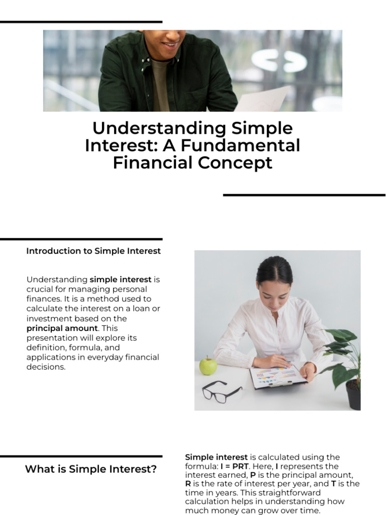 Slidesgo Understanding Simple Interest A Fundamental Financial Concept 20250203041902SQ1Q | PDF