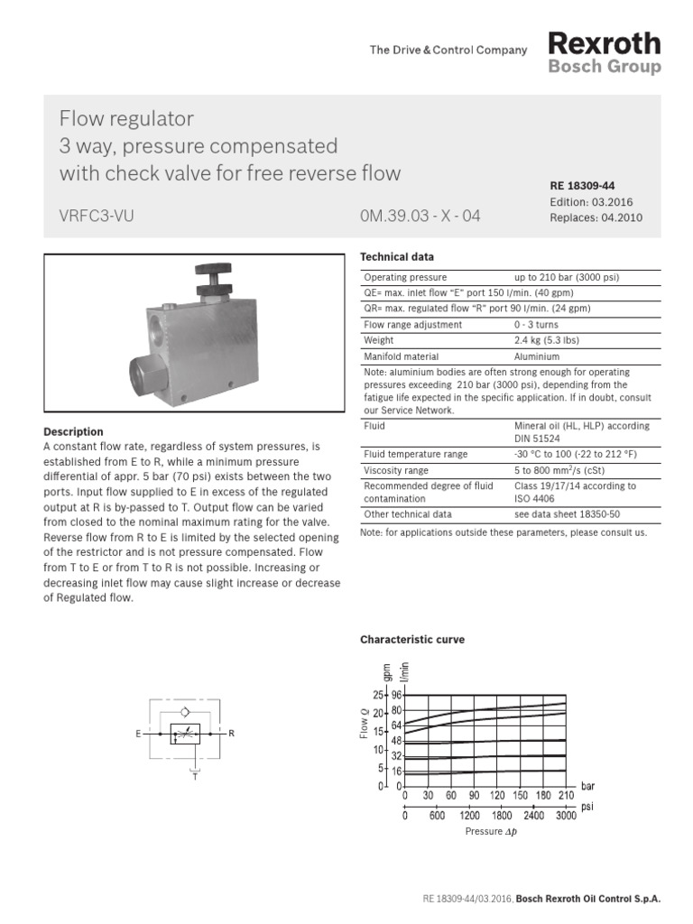 3-Way Pressure Compensated Flow Valve | PDF | Valve | Viscosity