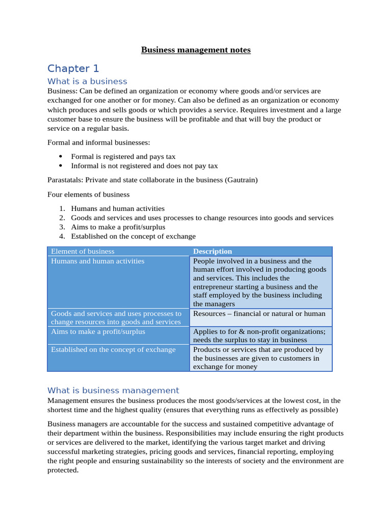 Business management notes | PDF | Entrepreneurship | Economies