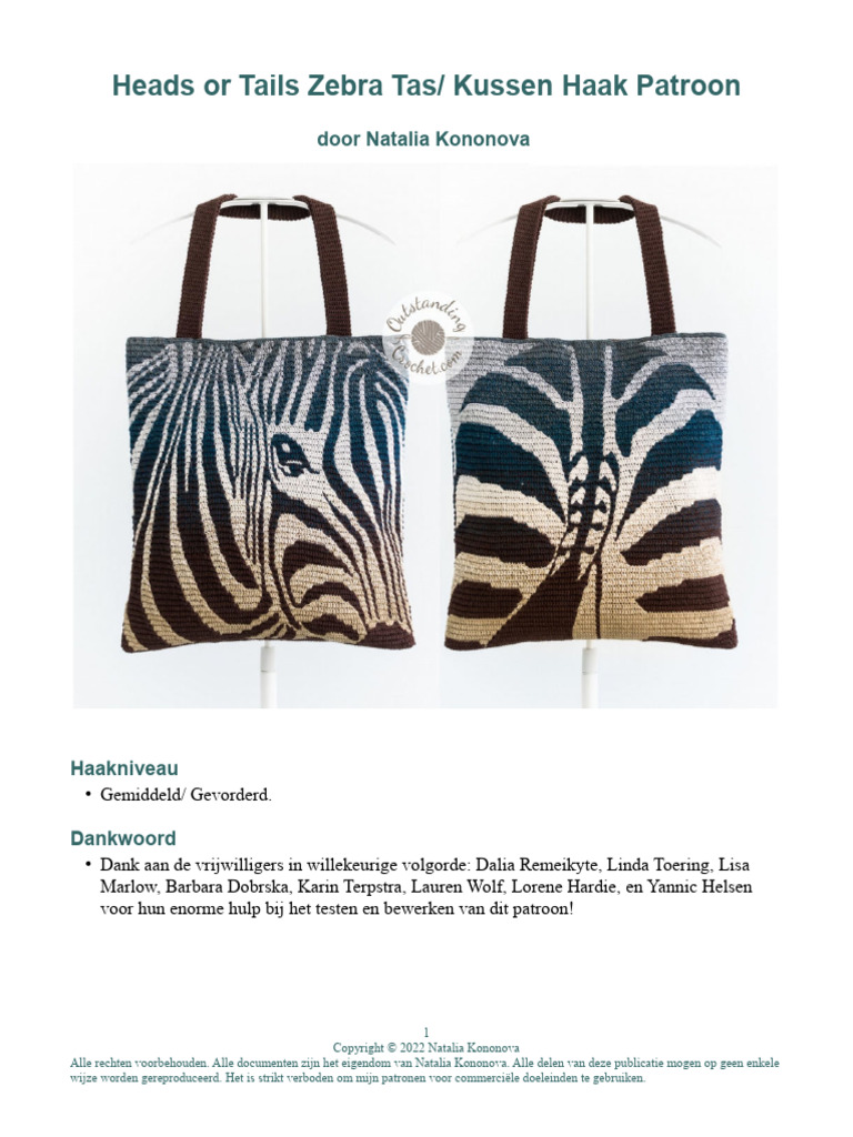 Outstanding Crochet - Natalia Kononova - Heads or Tails Zebra Bag & Amp ...