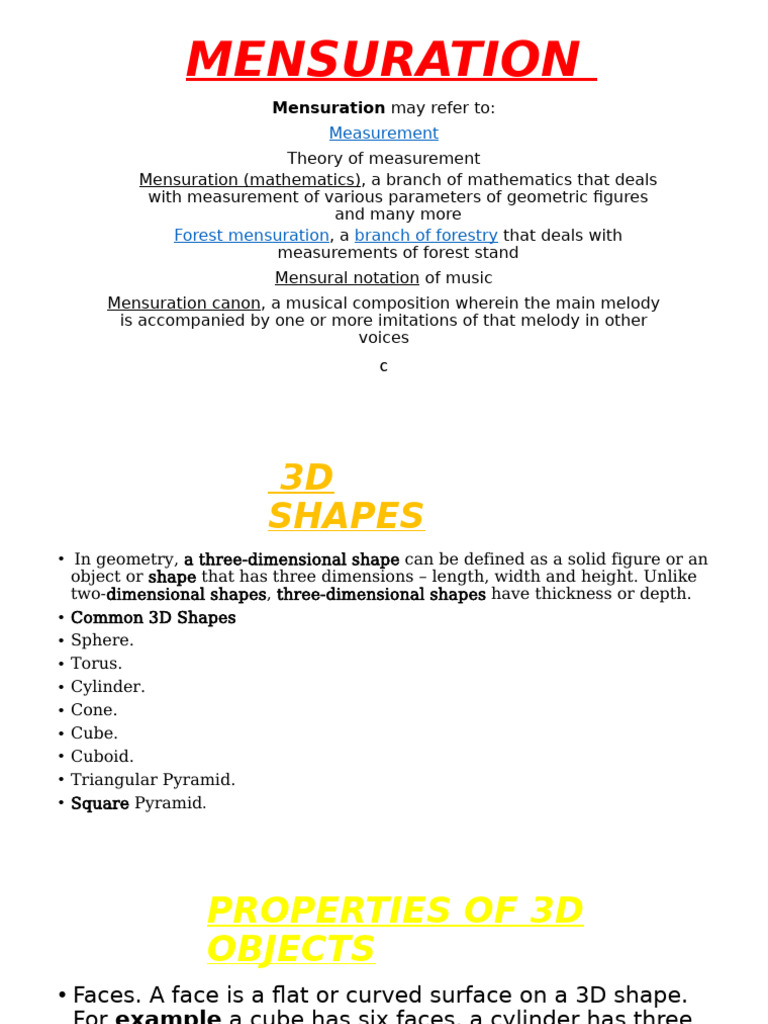 Understanding Mensuration in Geometry | PDF | Shape | Length