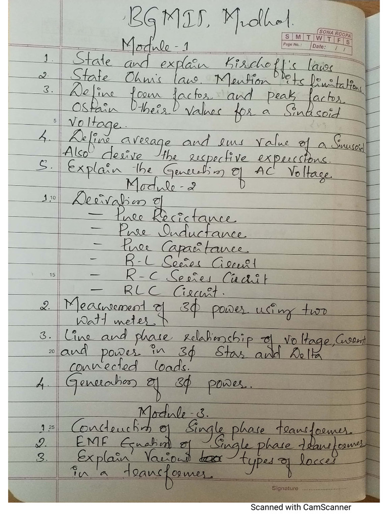 ELE Module Wise QSN Papers | PDF