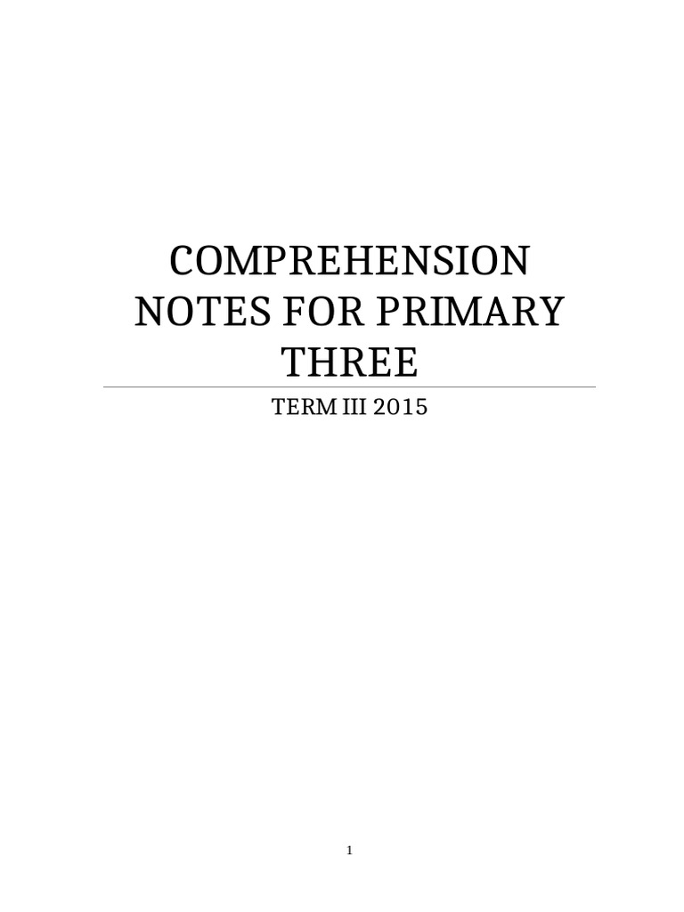 COMPREHENSION NOTES FOR P3 Term 3 | PDF | Mosquito | Fuels
